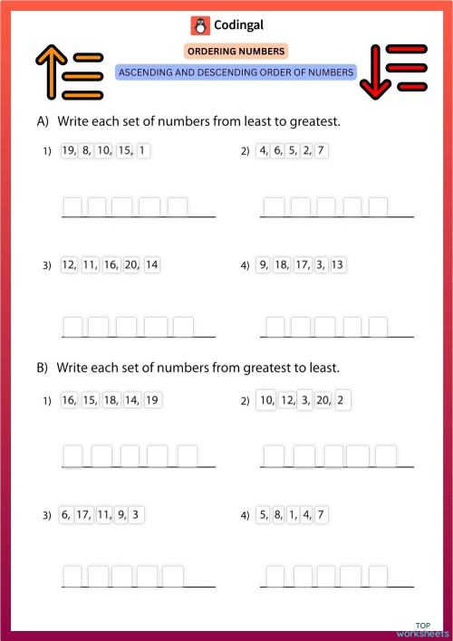 M_G01M04L11_WC01_Ordering_Numbers_1. Interactive worksheet | TopWorksheets