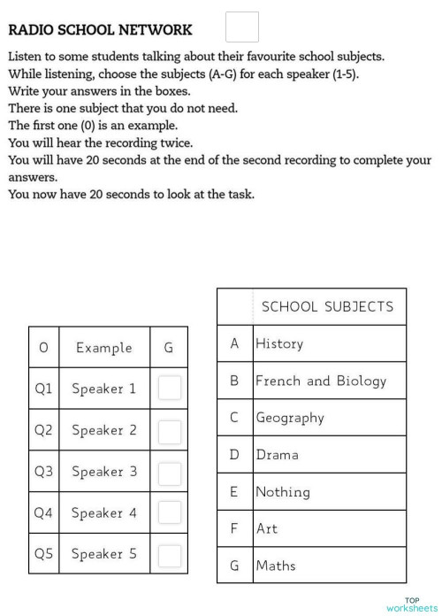 RADIO SCHOOL NETWORK. Interactive worksheet | TopWorksheets