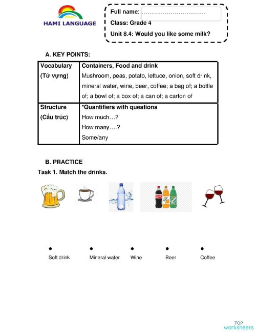 Would you like some milk? (4). Interactive worksheet | TopWorksheets