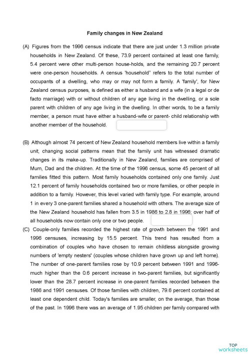 HW reading 1- family and relationships. Interactive worksheet ...