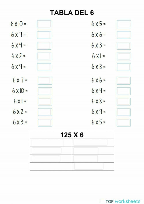 Tabla del 6 interactive for 3º. Ficha interactiva | TopWorksheets