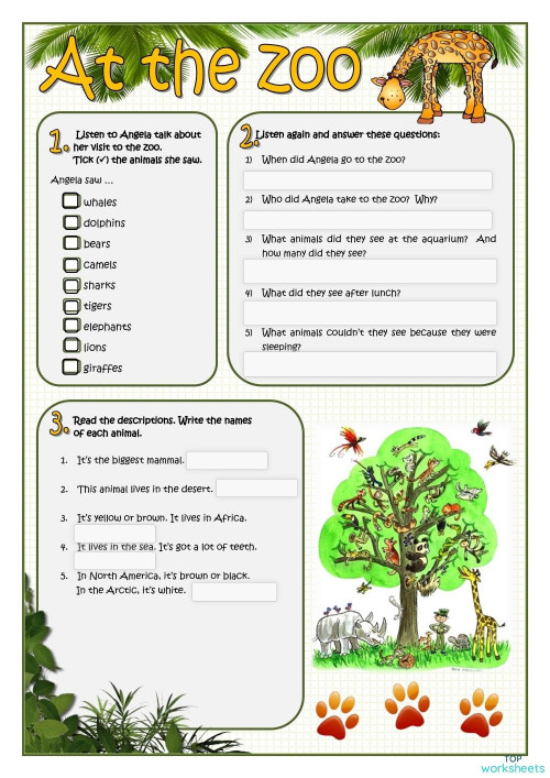 Animals listening. Interactive worksheet | TopWorksheets