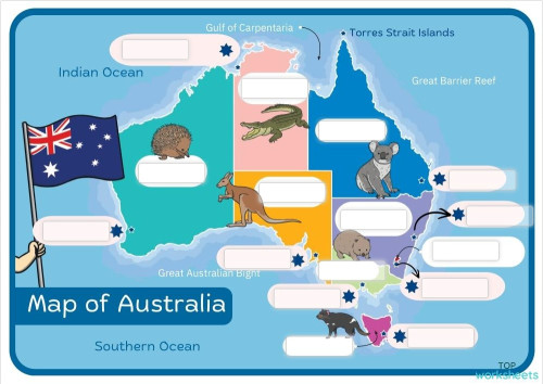 Australia States and Territories C-levels. Interactive worksheet ...
