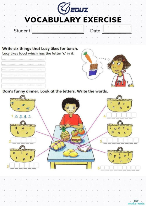 Vocabulary Exercise. Interactive worksheet | TopWorksheets