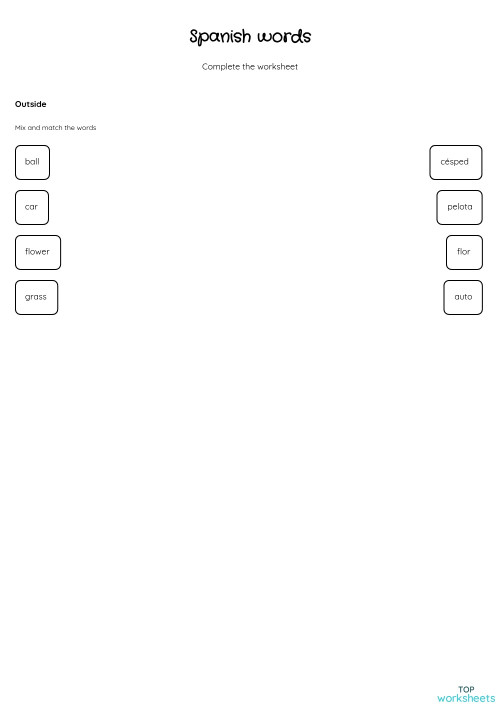 Spanish words. Interactive worksheet | TopWorksheets