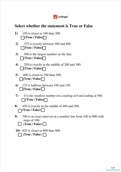 M_G02M05L19_WA02_True or False (Number Line. Interactive worksheet ...