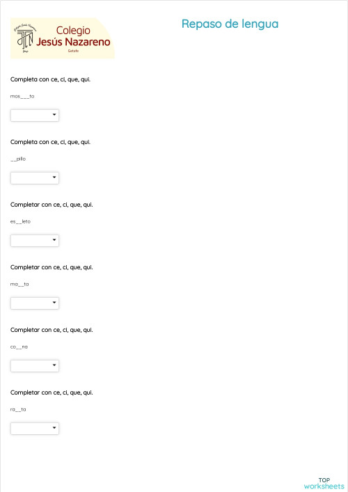 Repaso de lengua. Ficha interactiva | TopWorksheets