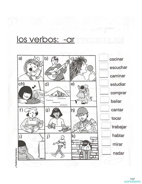 Verbos: fichas interactivas y ejercicios online | TopWorksheets