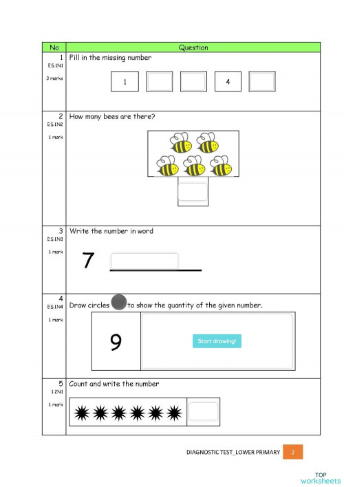 DT Y1 Numbers (Year 5 & Year 3). Interactive worksheet | TopWorksheets
