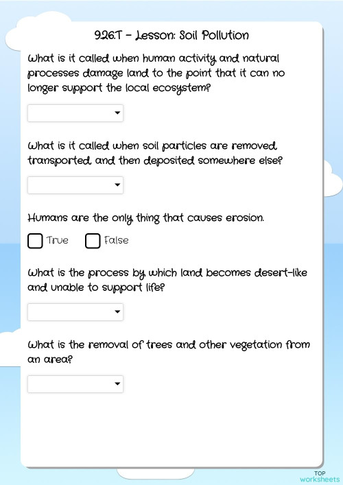 9.26.T - Lesson: Soil Pollution. Interactive worksheet | TopWorksheets