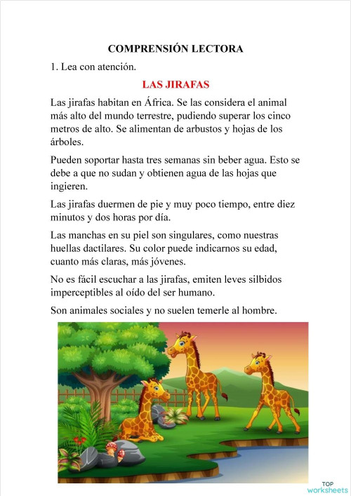 Comprensión Lectora. Ficha interactiva | TopWorksheets