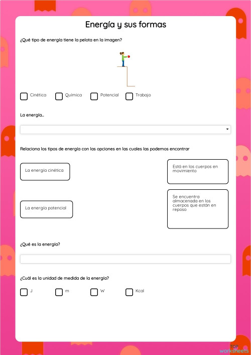 Energía y sus formas. Ficha interactiva | TopWorksheets