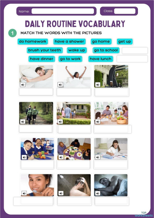 daily routine 1. Interactive worksheet | TopWorksheets