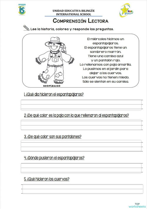 LECTURA EL ESPANTAPÁJAROS. Ficha interactiva | TopWorksheets