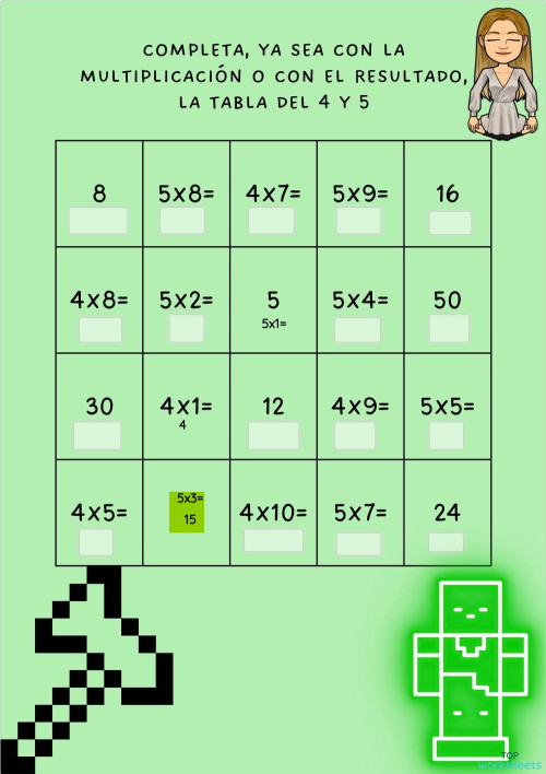 Ejercicios De Tablas De Multiplicar Grado 4