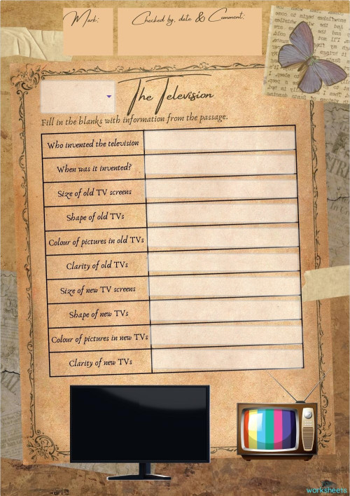 The history of television. Interactive worksheet | TopWorksheets