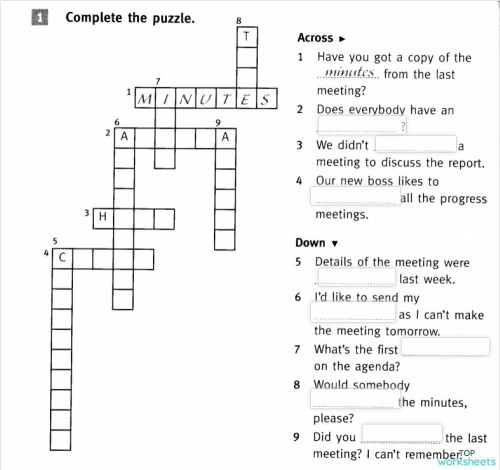 Meeting ( vocabulary). Interactive worksheet | TopWorksheets