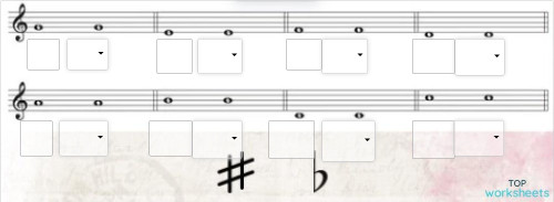 Sostenido o bemol. Ficha interactiva | TopWorksheets