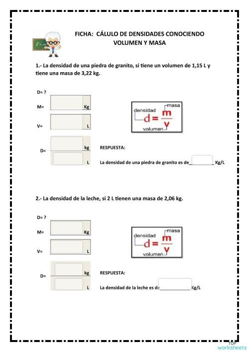 Densidad y flotabilidad. Ficha interactiva | TopWorksheets