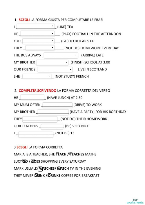 PRESENT SIMPLE AFFIRMATIVE. Interactive worksheet | TopWorksheets