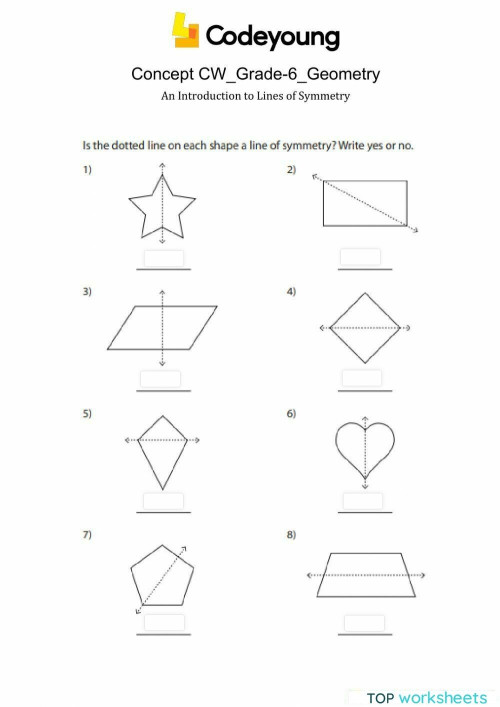 An Introduction to Lines of Symmetry Concept CW. Interactive worksheet ...
