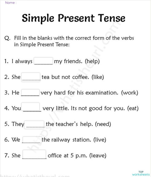 simple present. Interactive worksheet | TopWorksheets