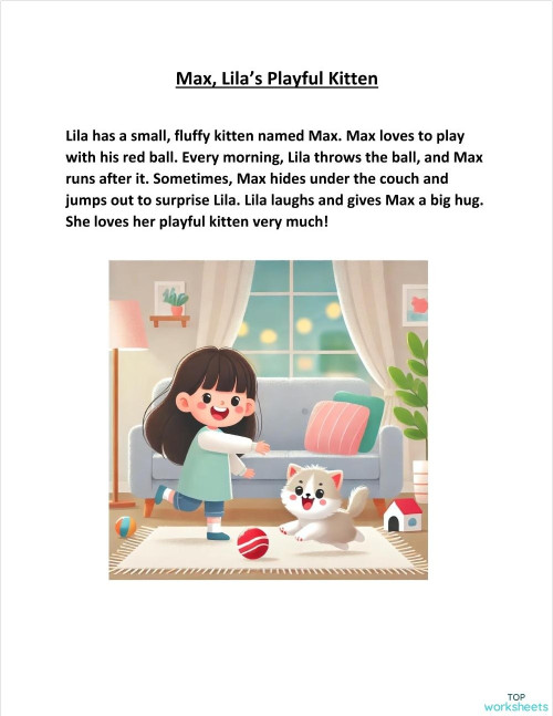 Max, The Playful Kitten. Interactive worksheet | TopWorksheets