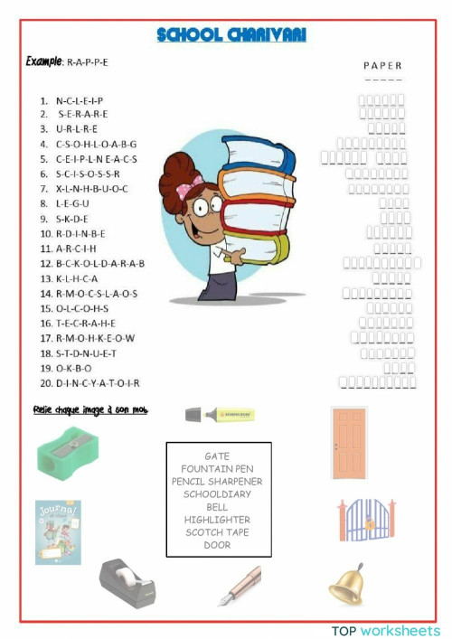 School supplies. Interactive worksheet | TopWorksheets