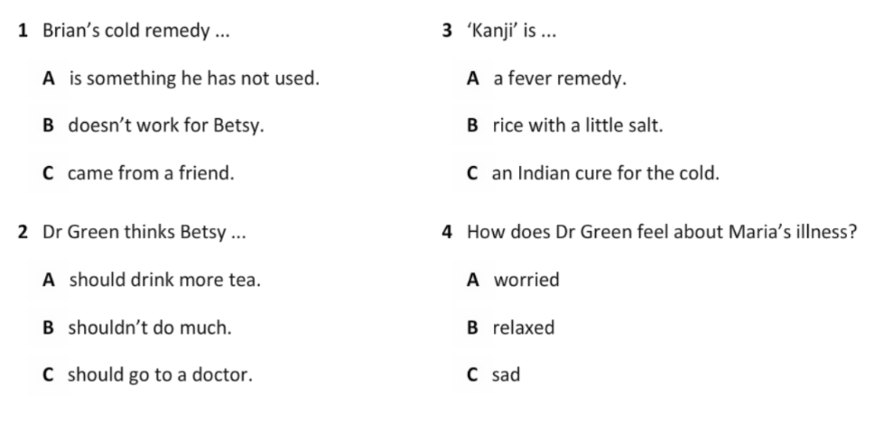 Health /At the Doctor Reading Comprehension Multiple Choice ...