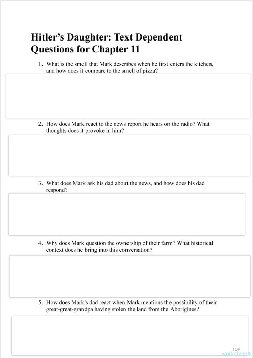 Hitler's Daughter Chapter 11 Text Dependent Questions. Interactive ...