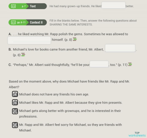 V1 GIga Lesson 7 Sharing the Same Interests. Interactive worksheet ...