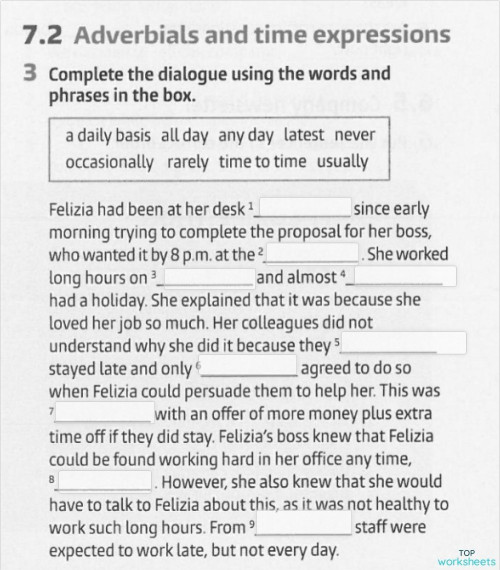 Adverbials practice. Interactive worksheet | TopWorksheets