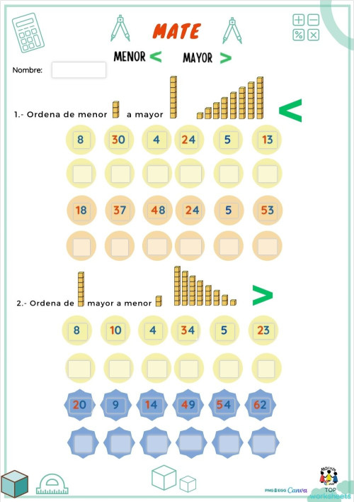 Num- mayor menor. Ficha interactiva | TopWorksheets
