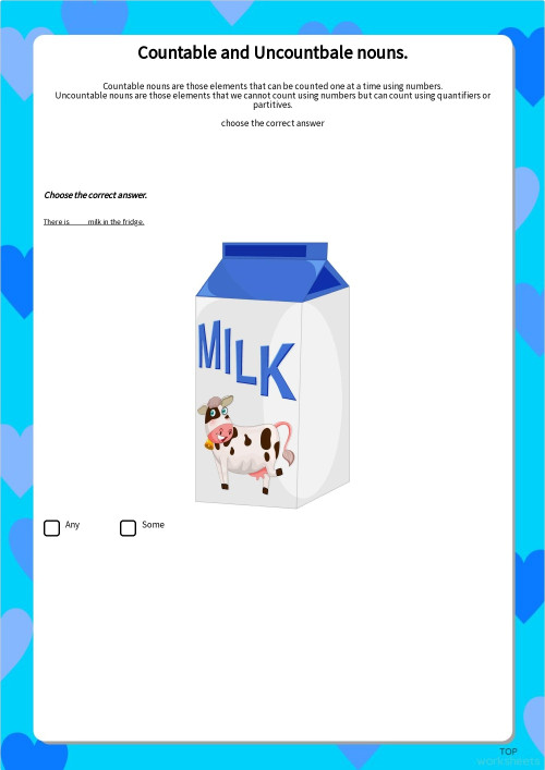 Countable and Uncountbale nouns.. Interactive worksheet | TopWorksheets