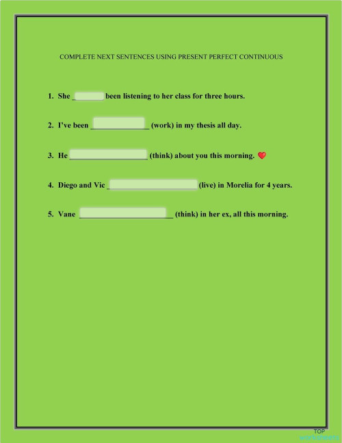 Unit 1. Present perfect continuous. Interactive worksheet | TopWorksheets