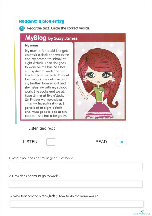 Level 2- Unit 1 Reading Task. Interactive worksheet | TopWorksheets