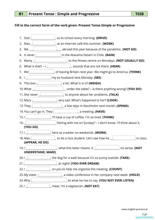 Present Simple Present Continuous Past Simple Worksheet