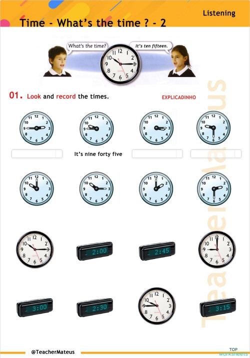 FF 2 - Unit 08 - 4 - What's the time ? - Speaking - TM0201. Interactive ...
