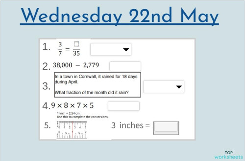 5 A Day 22/05/24. Interactive worksheet | TopWorksheets