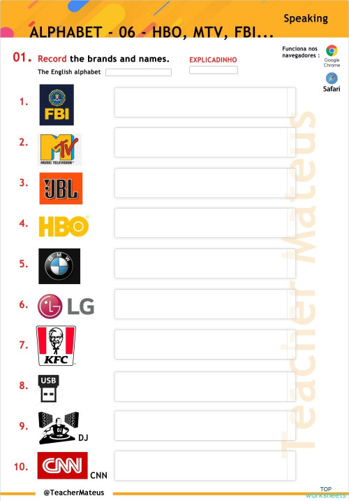 006 - ALPHABET - 06 - HBO - Speaking. Interactive worksheet | TopWorksheets