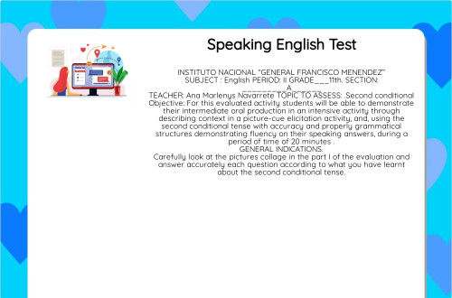 Speaking English Test. Interactive worksheet | TopWorksheets