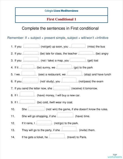 First conditional 1. Interactive worksheet | TopWorksheets