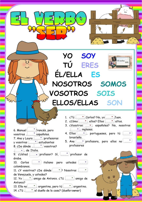 Español - Verbo SER. Ficha interactiva | TopWorksheets