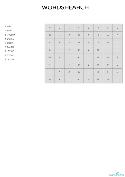 WORDSEARCH. Interactive worksheet | TopWorksheets