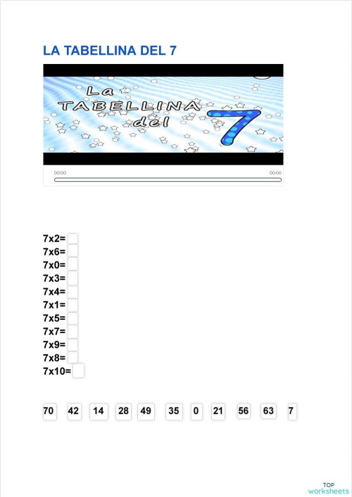 La tabellina del 7. Scheda interattiva | TopWorksheets