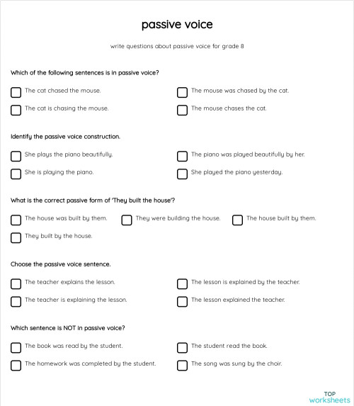 passive voice. Interactive worksheet | TopWorksheets