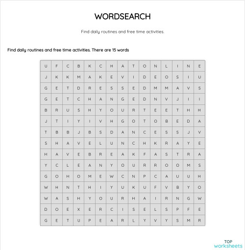 WORDSEARCH. Interactive worksheet | TopWorksheets