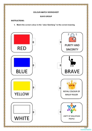 COLOUR-MATCH MEANING. Interactive worksheet | TopWorksheets
