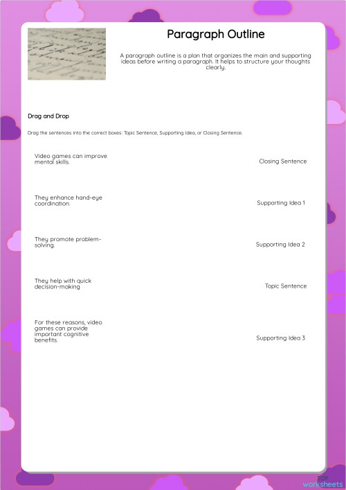 Paragraph Outline. Interactive worksheet | TopWorksheets