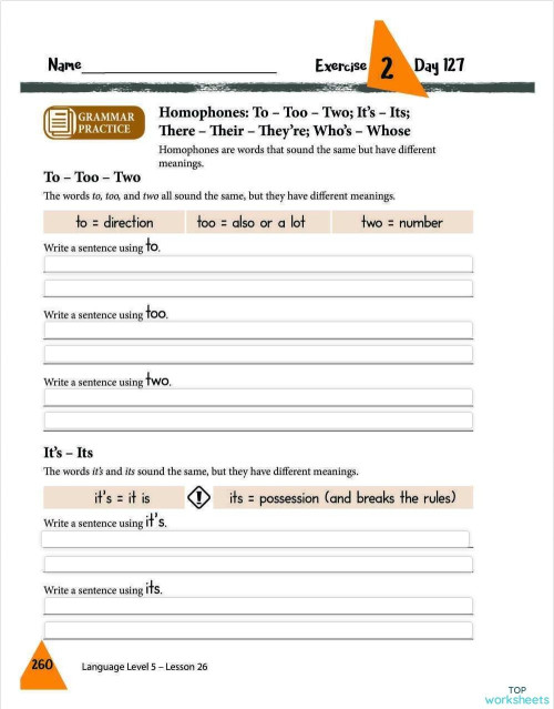 Lesson 26: Pg 260-261 Grammar Practice Ex 2. Interactive worksheet ...